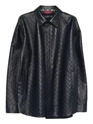 Gucci Gg Collared Long-sleeve Shirt - Black