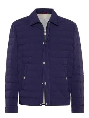 Brunello Cucinelli Padded Shirt Jacket With Snap Buttons And Zipper - Indigo