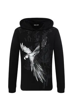 Valentino Garavani Printed Logo Hooded Sweater - Black