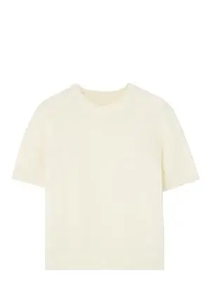 DÔEN Short-sleeved Crew Neck Sweater - Off White