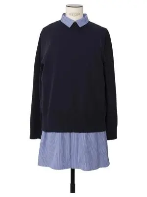 Sacai Poplin X Cotton Striped Collared Knit Dress - Black