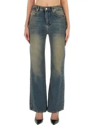 Moschino Patch Flared Leg Jeans - Gray
