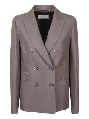 Peserico Double-breasted Tailored Jacket - Gray