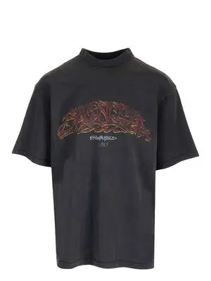 Balenciaga Logo Printed Vintage Crewneck T-shirt - Black
