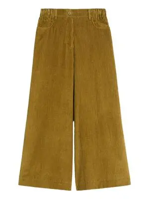 Max Mara Cropped Cotton Velvet Trousers - Olive Green