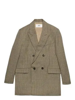 Ami Houndstooth Double-breasted Blazer - Brown