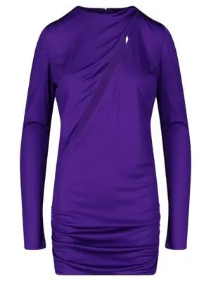 Versace Slash Cut-out Long-sleeved Mini Dress - Purple