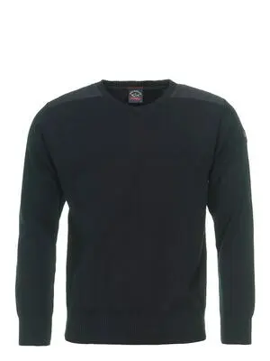 PAUL  SHARK Paul & Shark Logo V-neck Knitted Sweater - Black