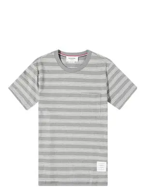 Thom Browne Striped Cotton-jersey T-shirt - Medium Gray