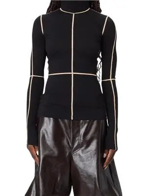 MAISON MARGIELA High Neck Jumper With Contrast Stitching - Black