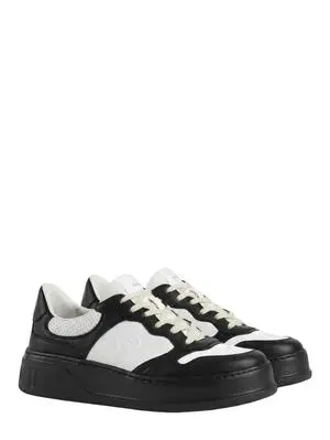 Gucci Gg Embossed Lace-up Sneakers - Black