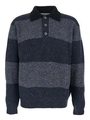 DUNST Dunst Ribbed Striped Polo Knitwear