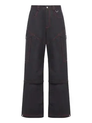 Off-White Button Detailed Wide Leg Pants - Black