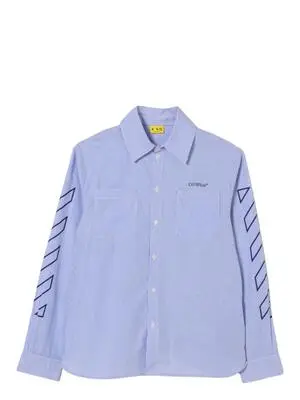 Off-White Striped Logo-embroidered Shirt - Blue