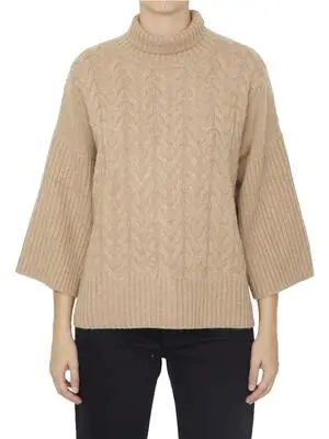 Max Mara Cashmere Turtleneck Sweater With Twisted Knitting - Brown