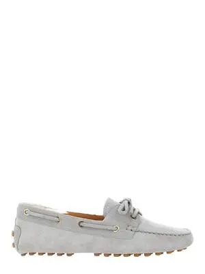 TOD'S Bow Detailed Suede Loafers - Gray