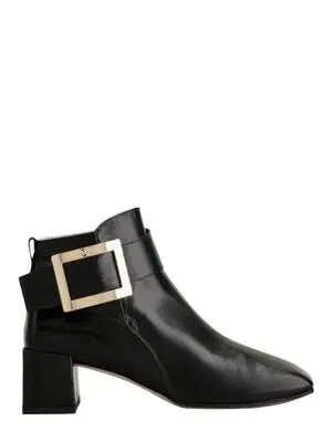 ROGER VIVIER So Vivier Metal Buckle Ankle Boots In Patent Leather - Black