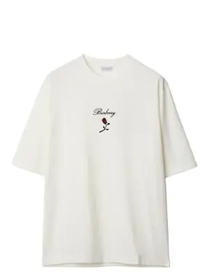 Burberry Logo Embroidered Crewneck T-shirt - White