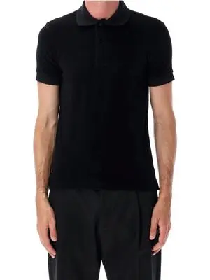 TOM FORD Short Sleeved Towelling Polo Shirt - Black