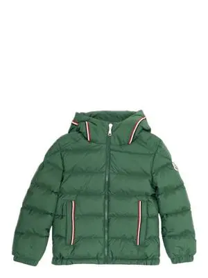 Moncler Zip-up Puffer Jacket With Logo Appliqu - Leaf Green