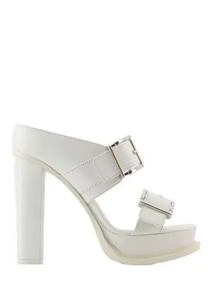 Alexander McQueen High-heeled Platform Sandals With Buckle Detailing - White