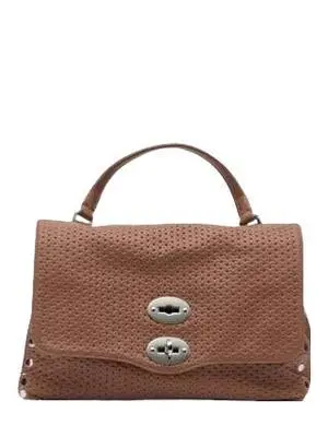 ZANELLATO Logo Handbag With Metal Details - Brown