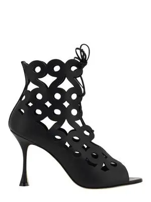 Manolo Blahnik Taralo Geometric Cut-out Lace-up Boots - Black