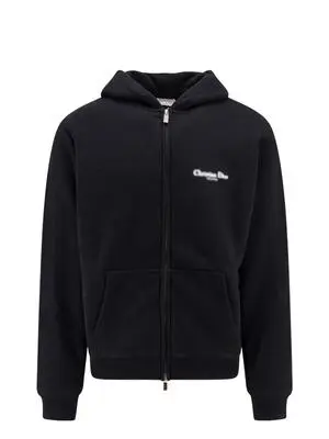 Dior Zipped Hooded Sweatshirt - Black