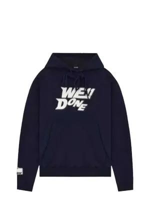 We11Done Logo Print Pullover Hoodie - Black