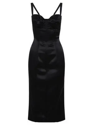 Dolce & Gabbana Sleeveless Sweetheart Neckline Midi Dress - Black