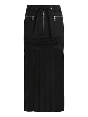 Dolce & Gabbana Midi Skirt With Zipper Detail And Pleated Chiffon - Black