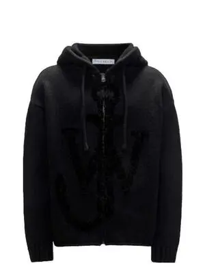 J.W.ANDERSON Jw Anderson Zip-up Drawstring Hoodie - Black