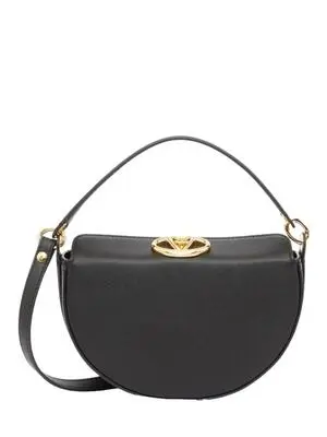 Valentino Garavani Logo Plaque Foldover Top Shoulder Bag - Black