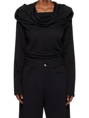 MAISON MARGIELA Hooded Long-sleeved Knitted Jumper - Black