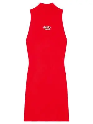 DIESEL® Ribbed Mock Neck Mini Dress - Red