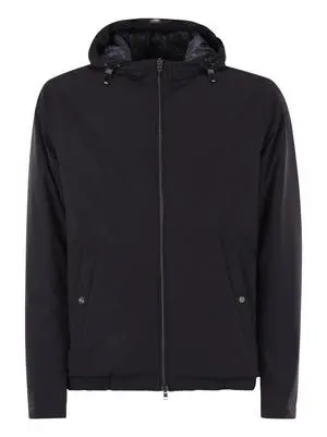 Herno Quilted Hooded Jacket With Drawstring - Black