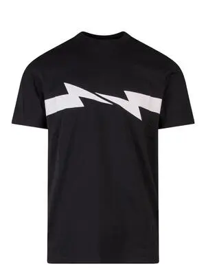 NEIL BARRETT Thunderbolt-print Cotton T-shirt