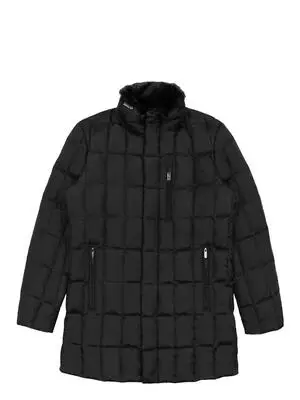 Emporio Armani Quilted Down Jacket With Fur Trim - Black