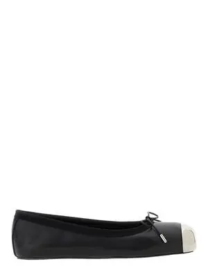 Alexander McQueen Punk Bow Ballet Flats With Metallic Toe - Black