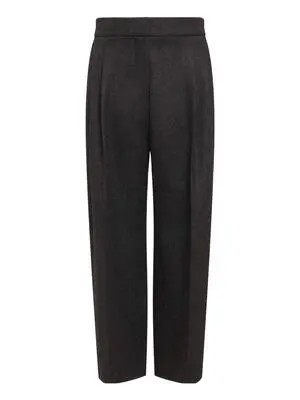 Alaïa Flannel Tailored Tapered Ankle-length Trousers - Coal Gray