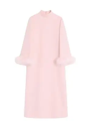 Valentino Garavani Crepe Couture Dress With Feather Trim - Pink