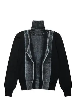 MAISON MARGIELA High-neck Paneled Sweater With Spray-dyed Detailing - Black