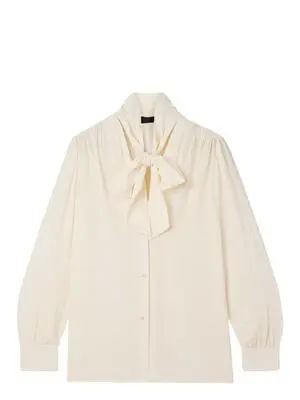 NILI LOTAN Nili Lotan Tie-Neck Button-Front Silk Crepe Blouse