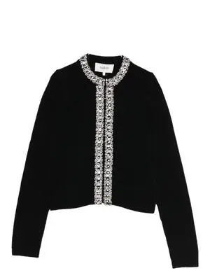 Ba&sh Embellished Round Neck Long Sleeve Sweater - Black
