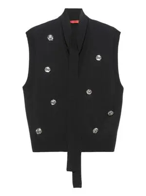 MAXCO. Max&co. Sleeveless Knitted Vest With Rhinestones - Black