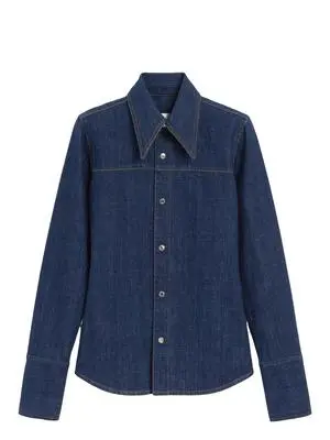 AMI Paris De Coeur Long Sleeved Denim Shirt - Indigo
