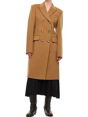 Sportmax Double-breasted Long-sleeved Coat - Brown