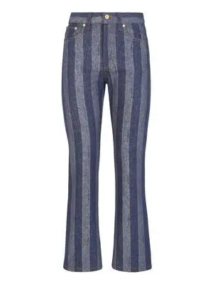 Fendi Striped Jeans With Embroidered Logo - Blue