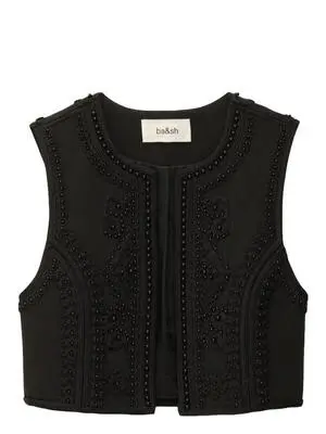 Ba&sh Sleeveless Embroidered Vest - Black