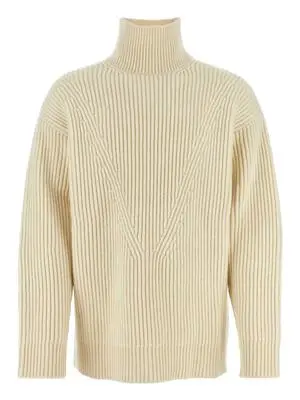 JIL SANDER Chunky Ribbed Turtleneck Jumper - Nude